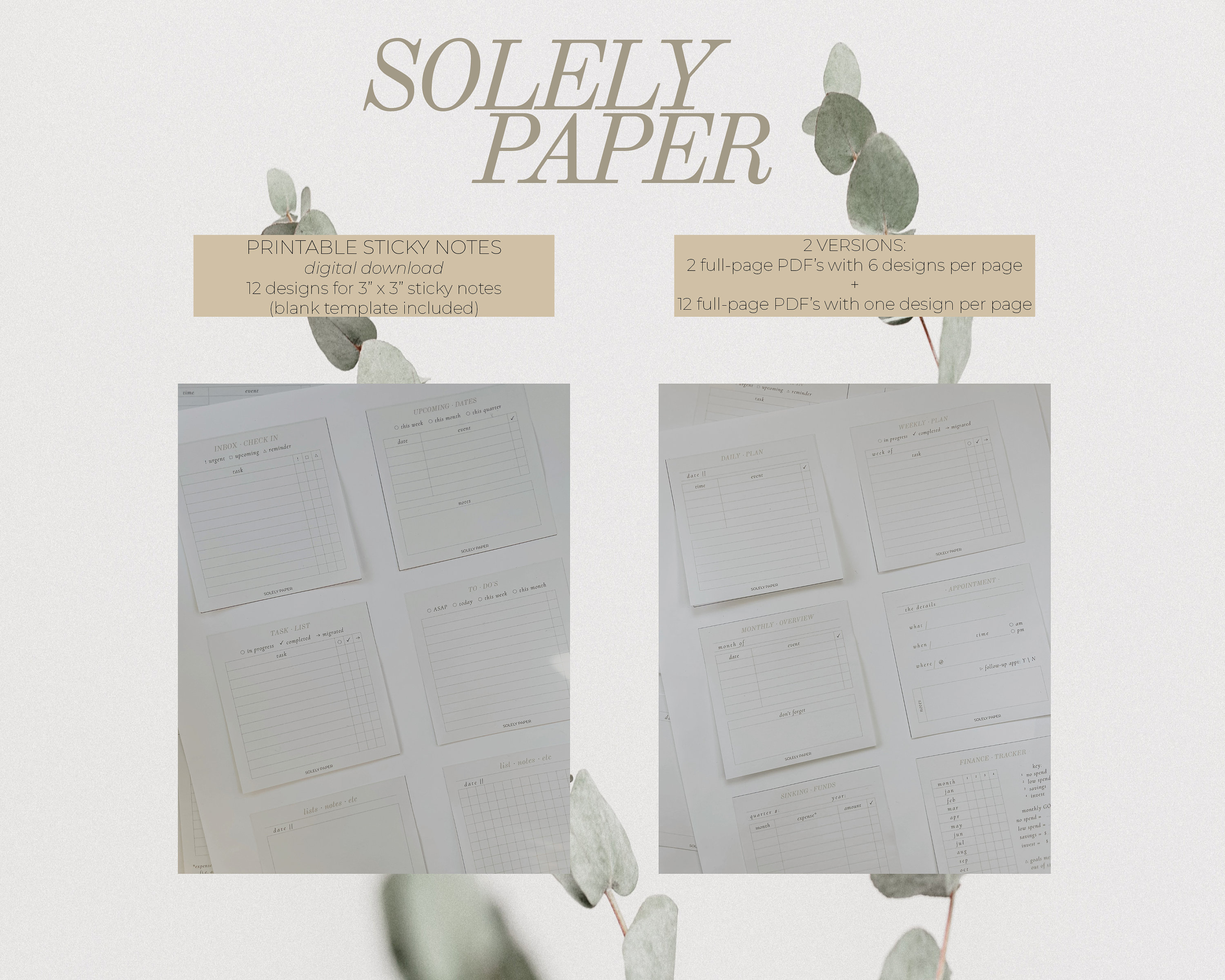Minimal Sticky Notes Bundle - PRINTABLE - Etsy