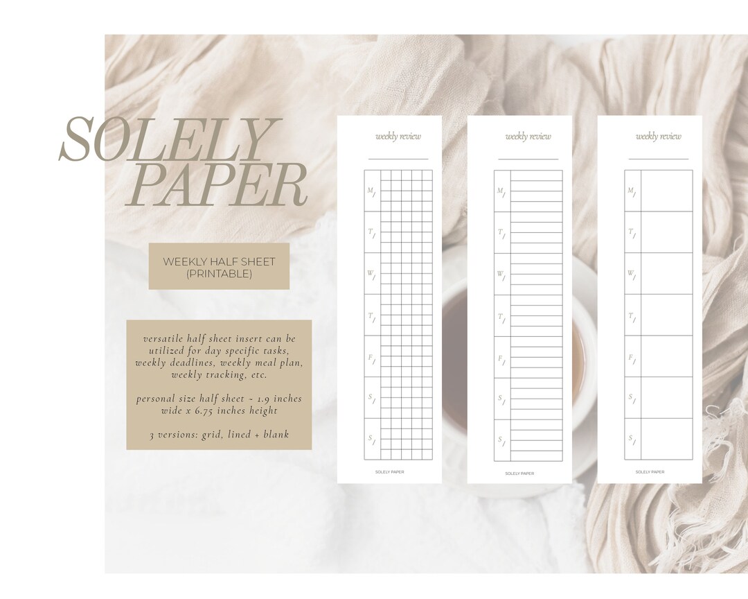 Undated Weekly Half Sheet Printable - PERSONAL (HALF SIZE) - Etsy