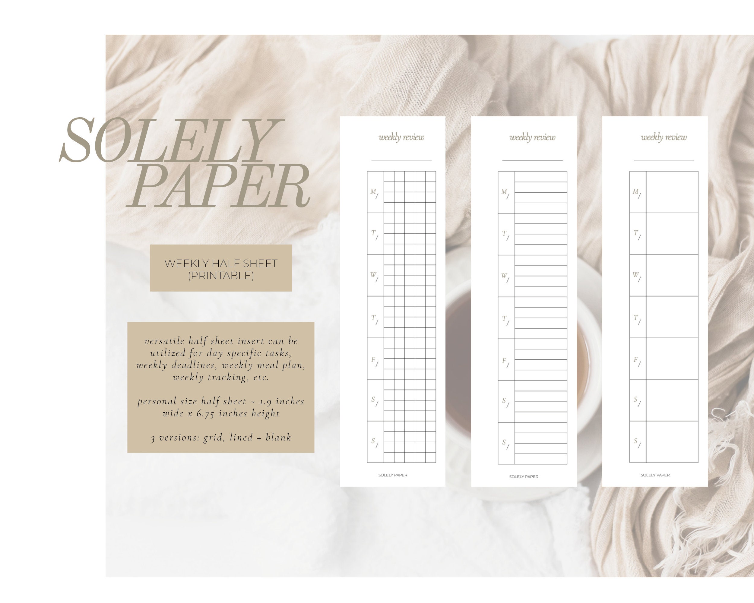 Undated Weekly Half Sheet Printable - PERSONAL (HALF SIZE) - Etsy