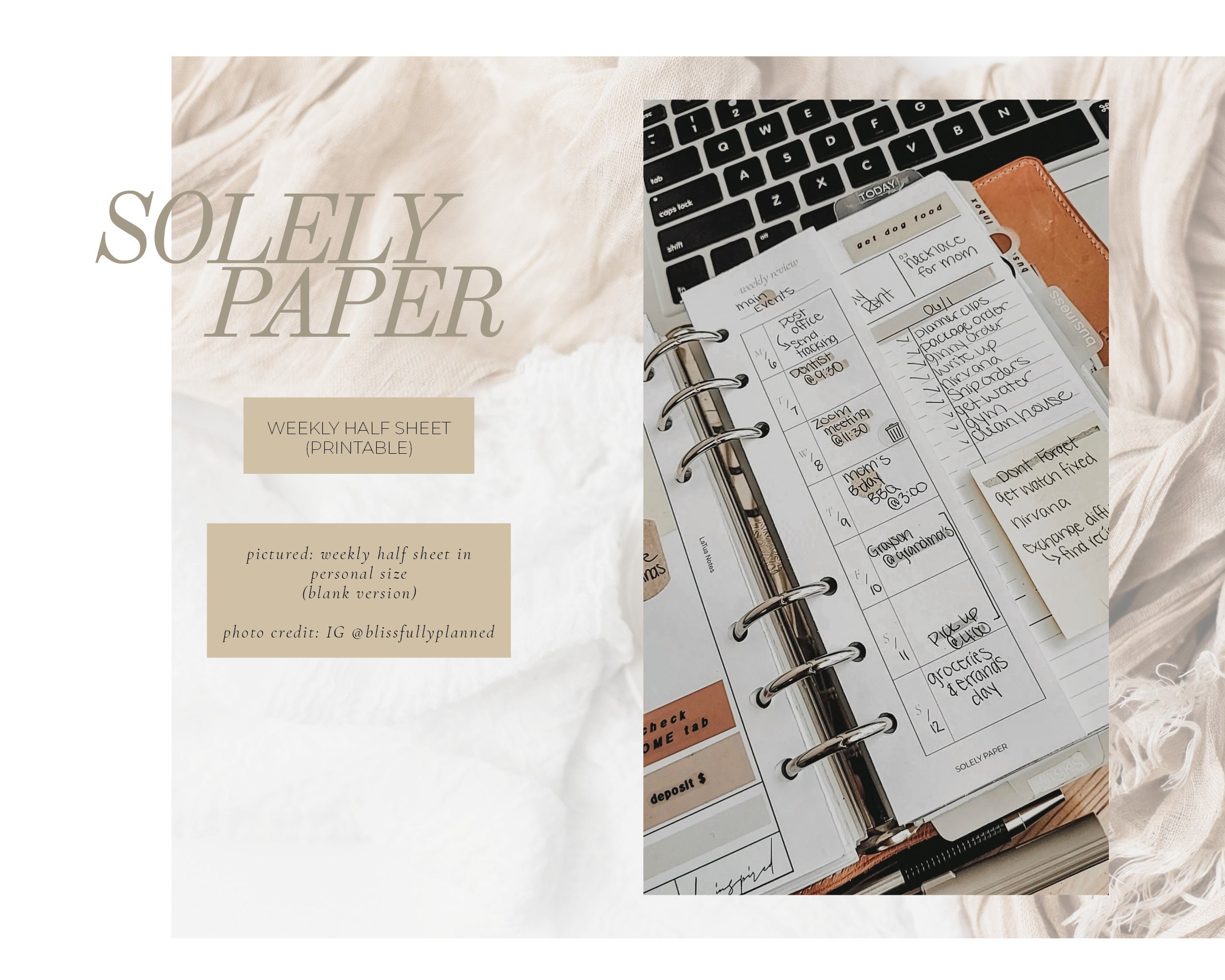 Undated Weekly Half Sheet Printable FCC HALF SIZE - Etsy