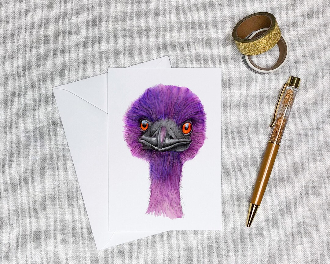 Purple Emu Birthday Card, Greeting Card for All Occasions, Wild Animal ...