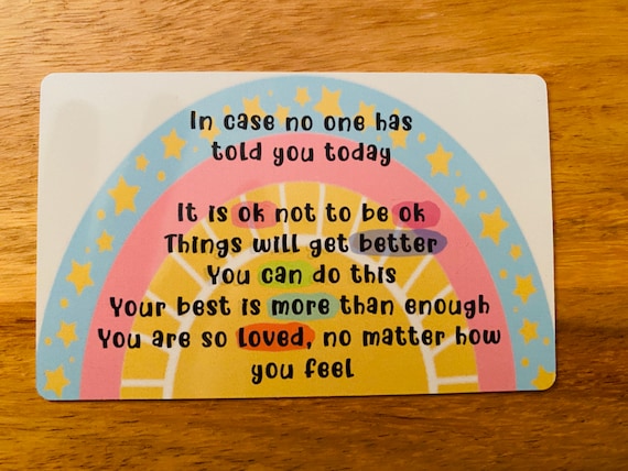 Wallet Card With Positive Message Mental Health Card | Etsy