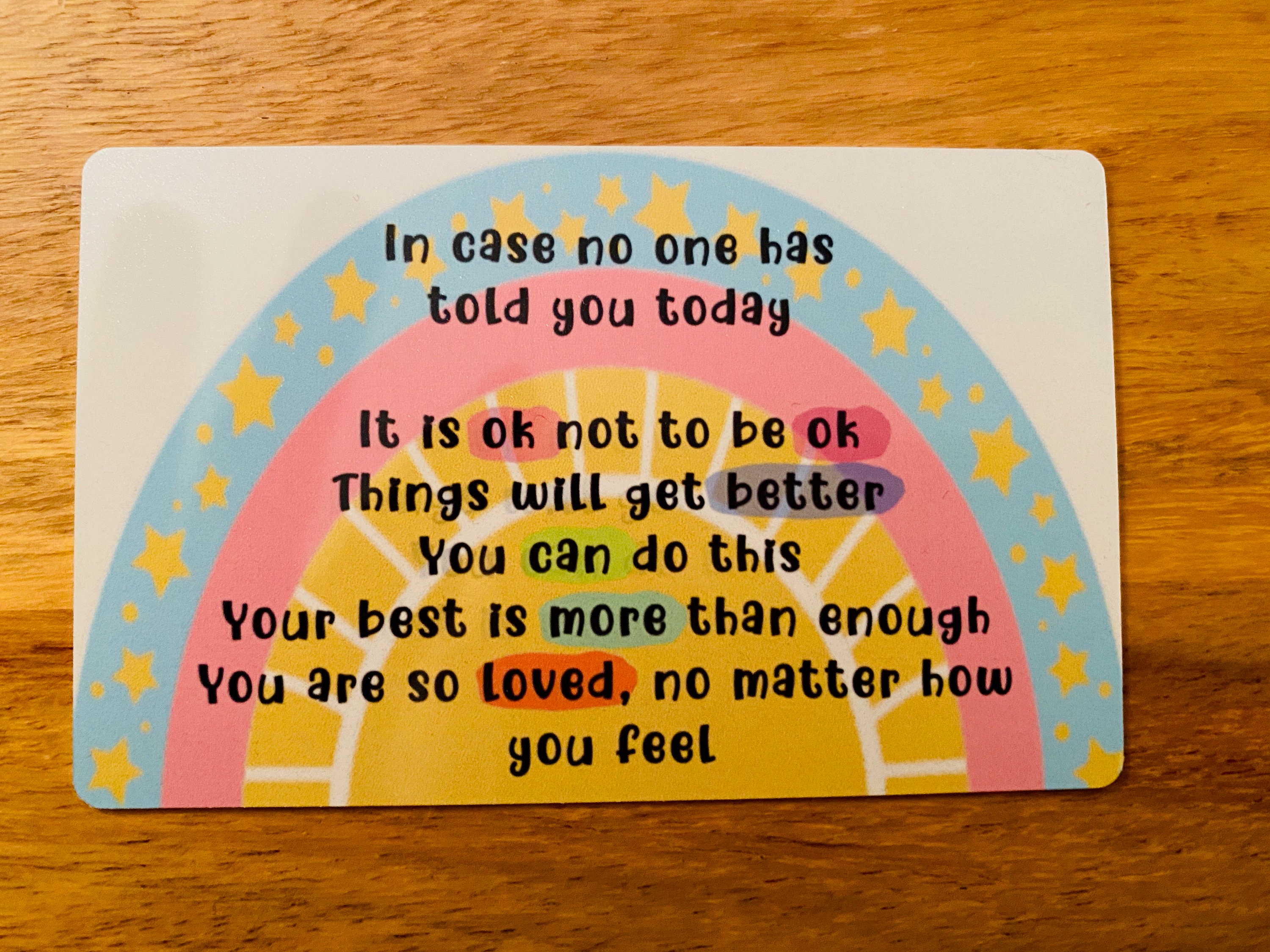 Wallet Card With Positive Message, Mental Health Card, Positive ...