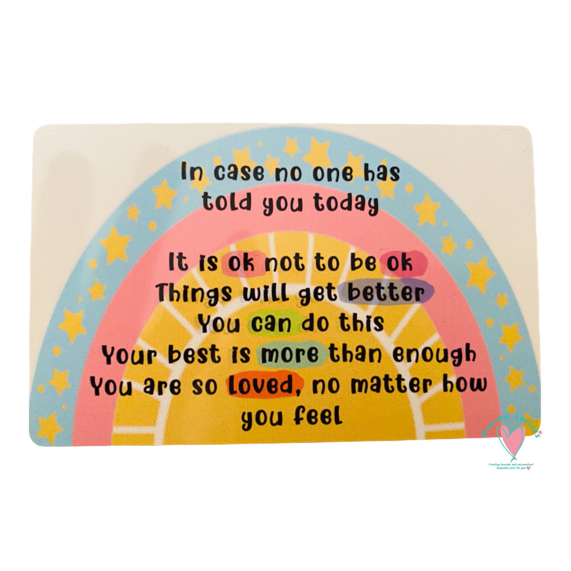 Wallet Card With Positive Message, Mental Health Card, Positive ...