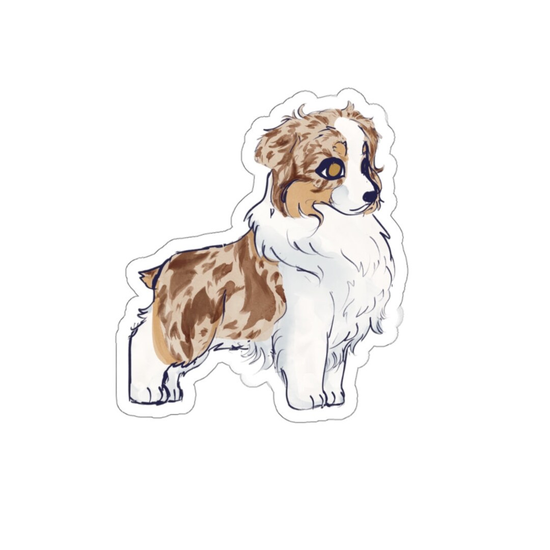 Cute Puppy Stickers - Australian Shepherd Puppy - Red Merle Aussie ...
