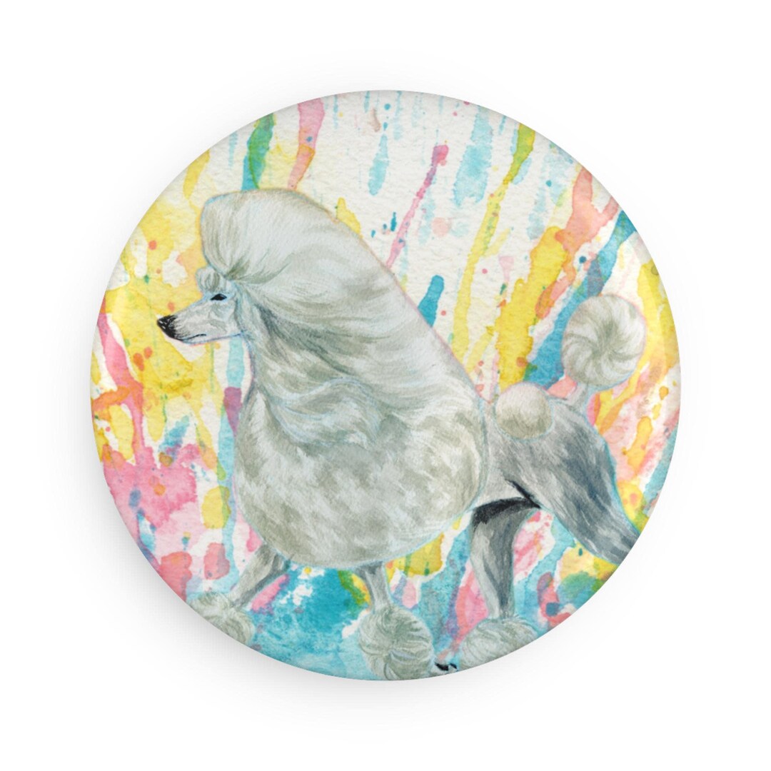Poodle Gaiting Colorful Dog Breed Magnet, Pastel Rainbow Watercolor ...