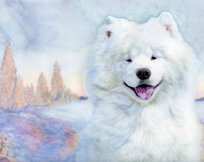 Samoyed Art - ORIGINAL Watercolor Painting Signed by Artist - Etsy