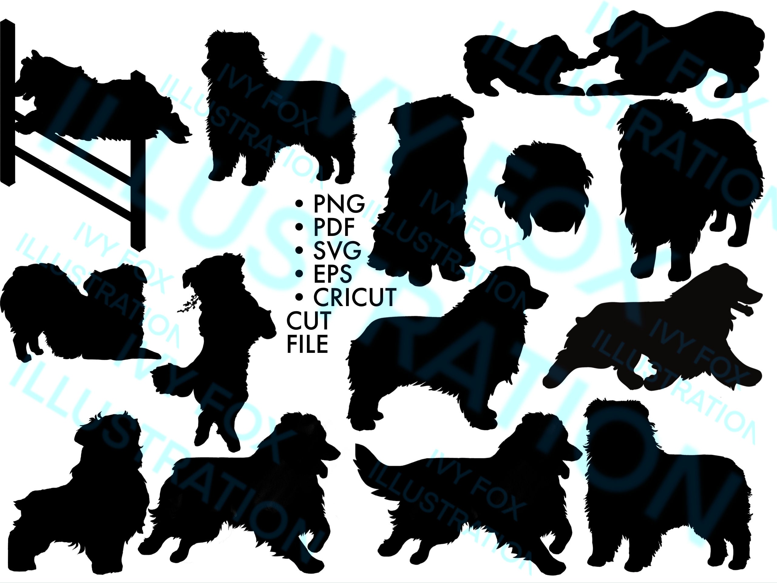 Australian Shepherd Silhouette SVG Design Bundle Aussie - Etsy UK