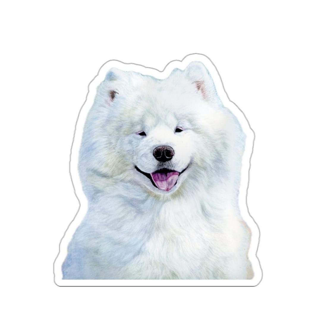 Samoyed Dog Breed Sticker, Watercolor Animal Stickers, Fine Art ...