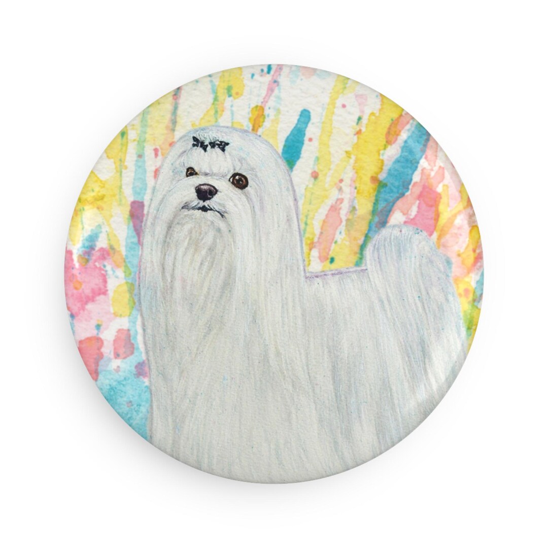 Maltese Colorful Dog Breed Magnet, Pastel Rainbow Watercolor Splatter ...