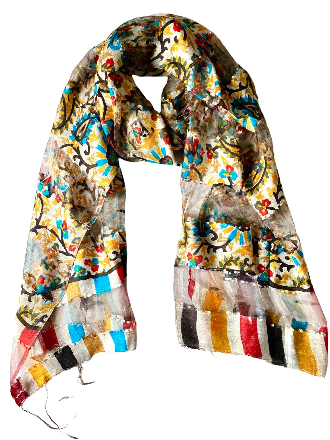 100% Handmade Authentic Silk Scarf Made of Natural Organic Dye Unique ...