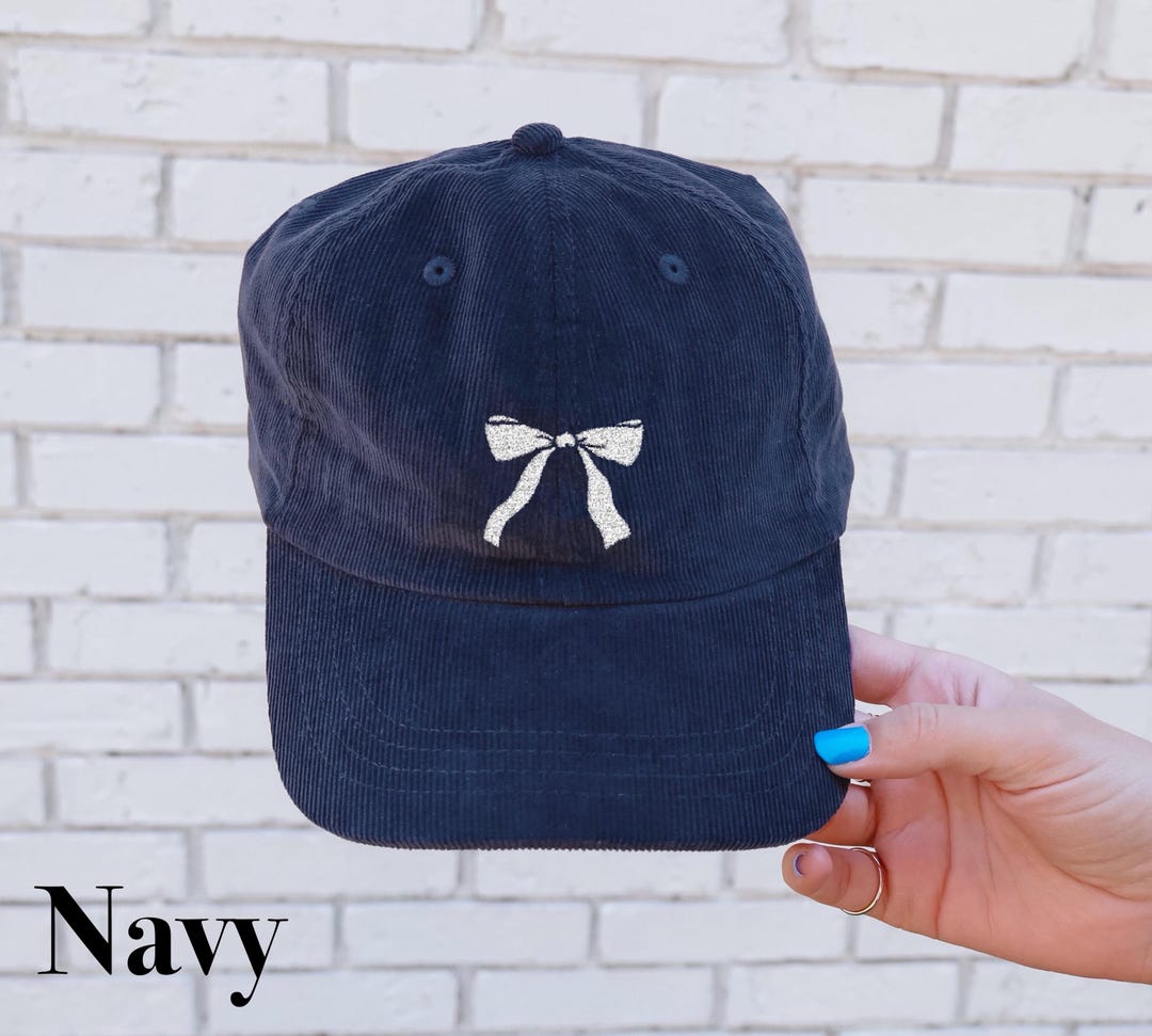 Bow Hat Embroidered Messy Coquette Style, Corderoy Vintage Baseball Cap ...