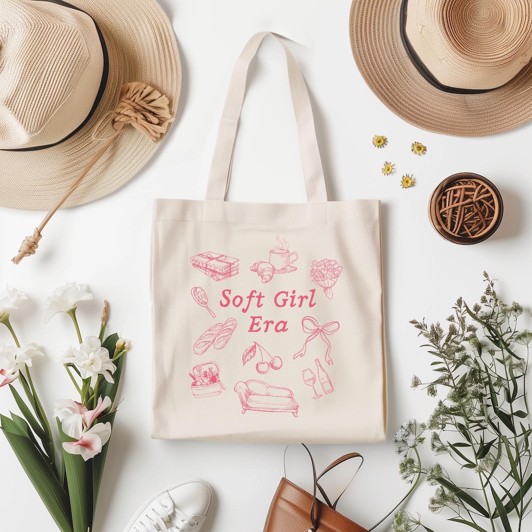 Soft Girl Aesthetic Tote Bag, Messy Coquette Book Girly, Canvas Carry ...