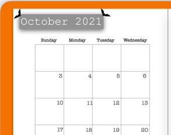 October Calendar, Digital Planner, Calendar Planner, October 2022 ...