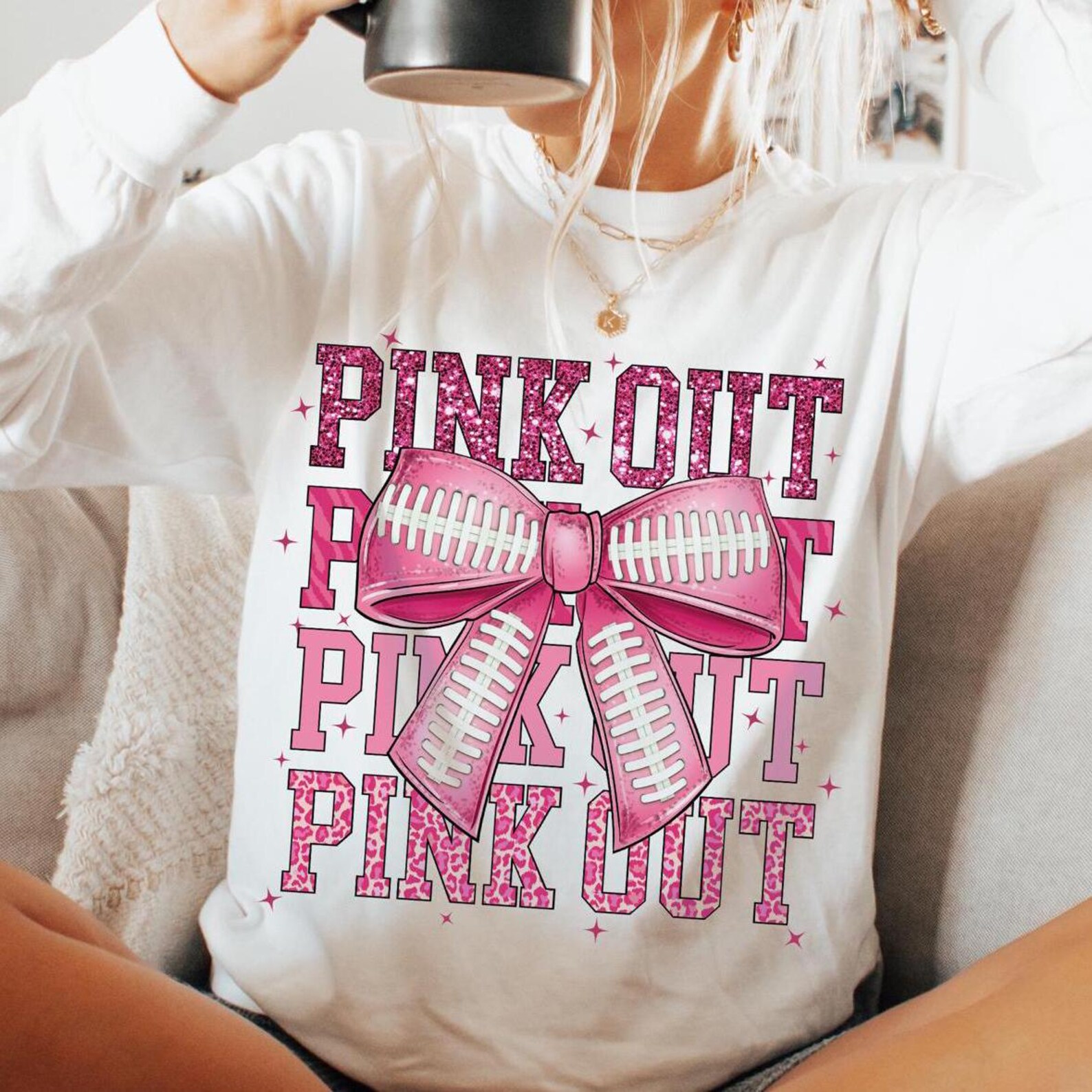 Pinkout Png, Pink Out Bow Football, Pink Football Png, Game Day Png ...