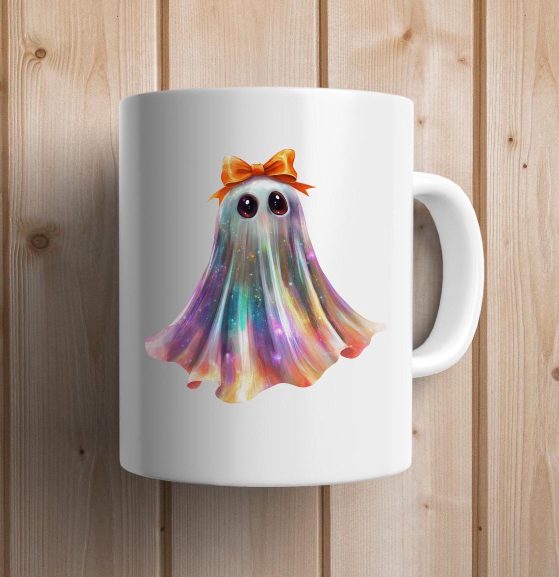Iridescent Glitter Bow Ghost Png - Holographic Cute Ghost Png - Pastel ...