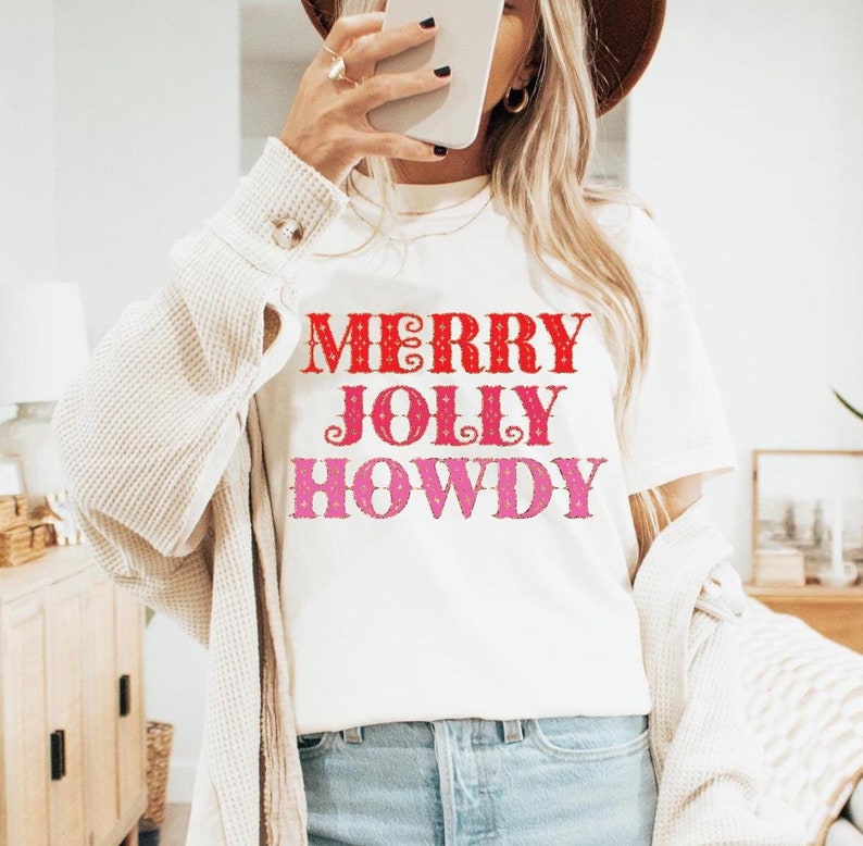 Merry Jolly Howdy Png, Glitter Christmas Png, Merry Glitter Png Design ...
