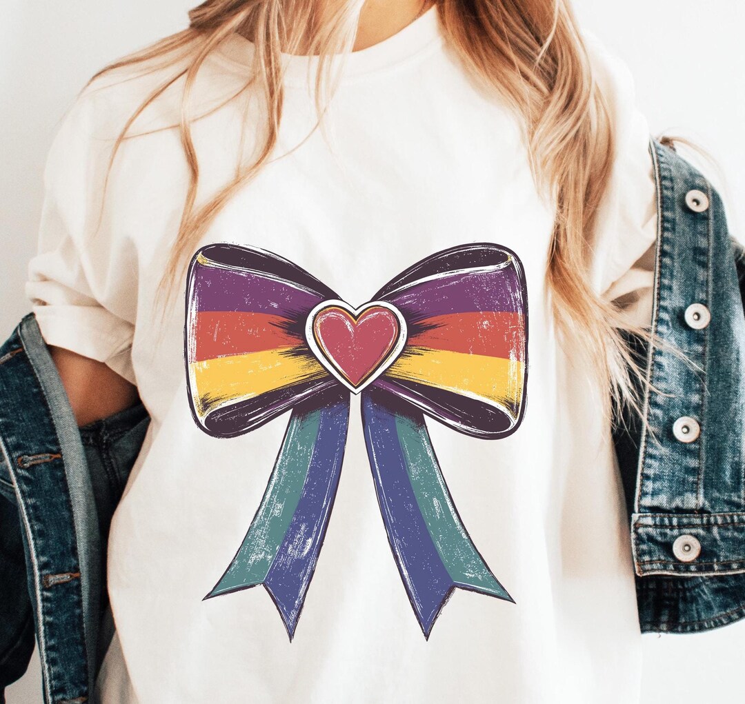 Pride Ribbon Bow PNG - Coquette Aesthetic Rainbow Bow - Digital ...