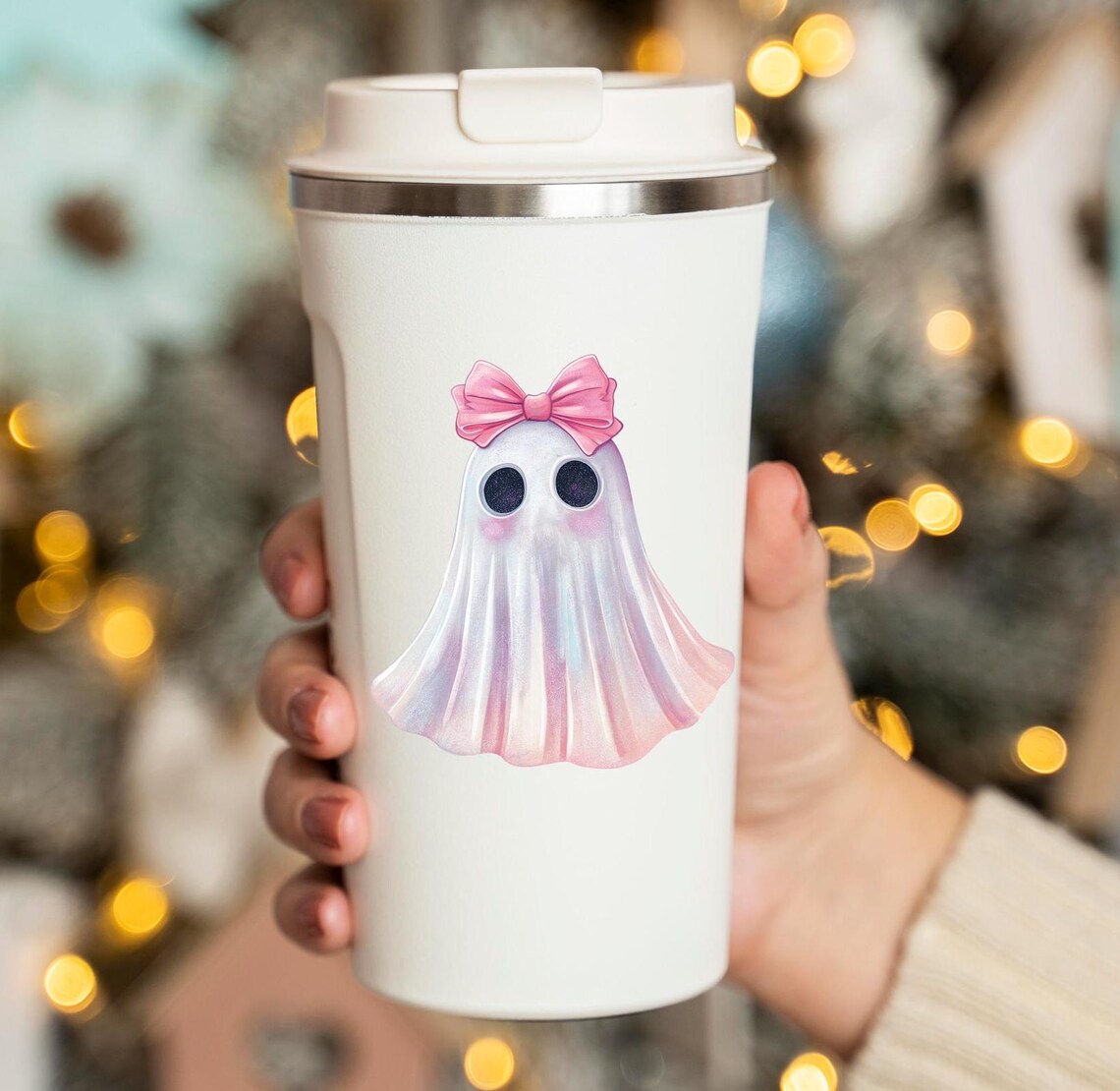 Pink Bow Ghost Png - Cute Ghost Png - Pastel Halloween Ghost ...