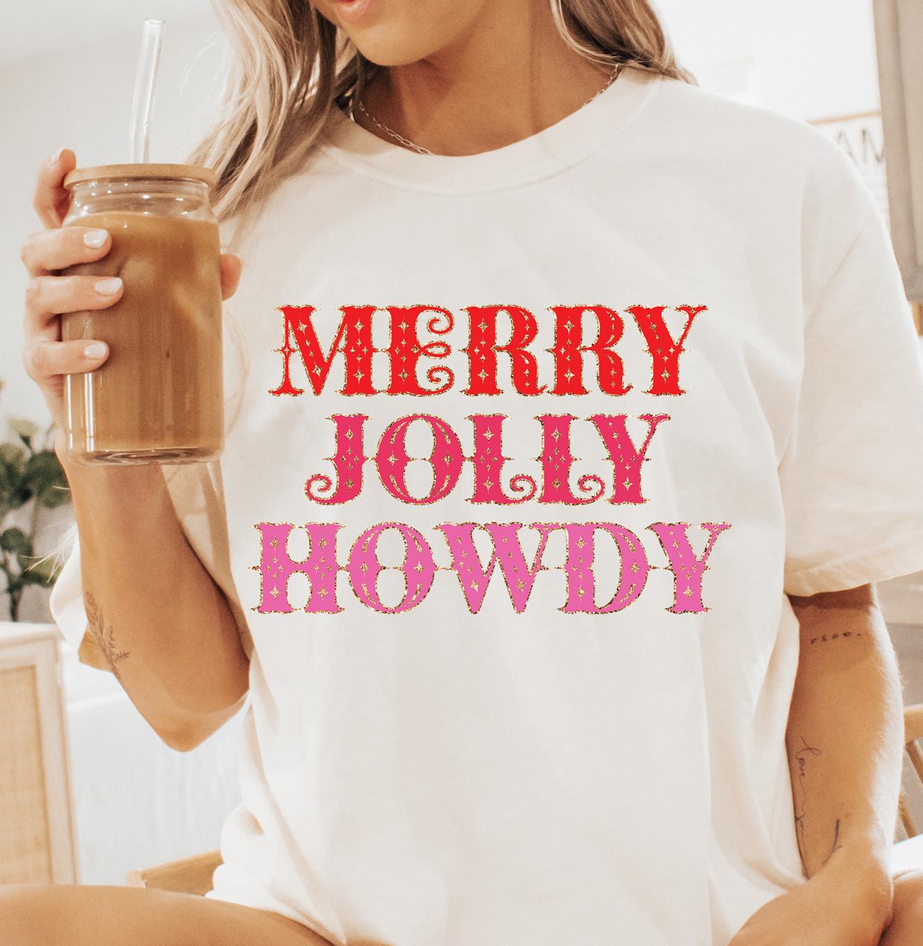 Merry Jolly Howdy Png, Glitter Christmas Png, Merry Glitter Png Design ...
