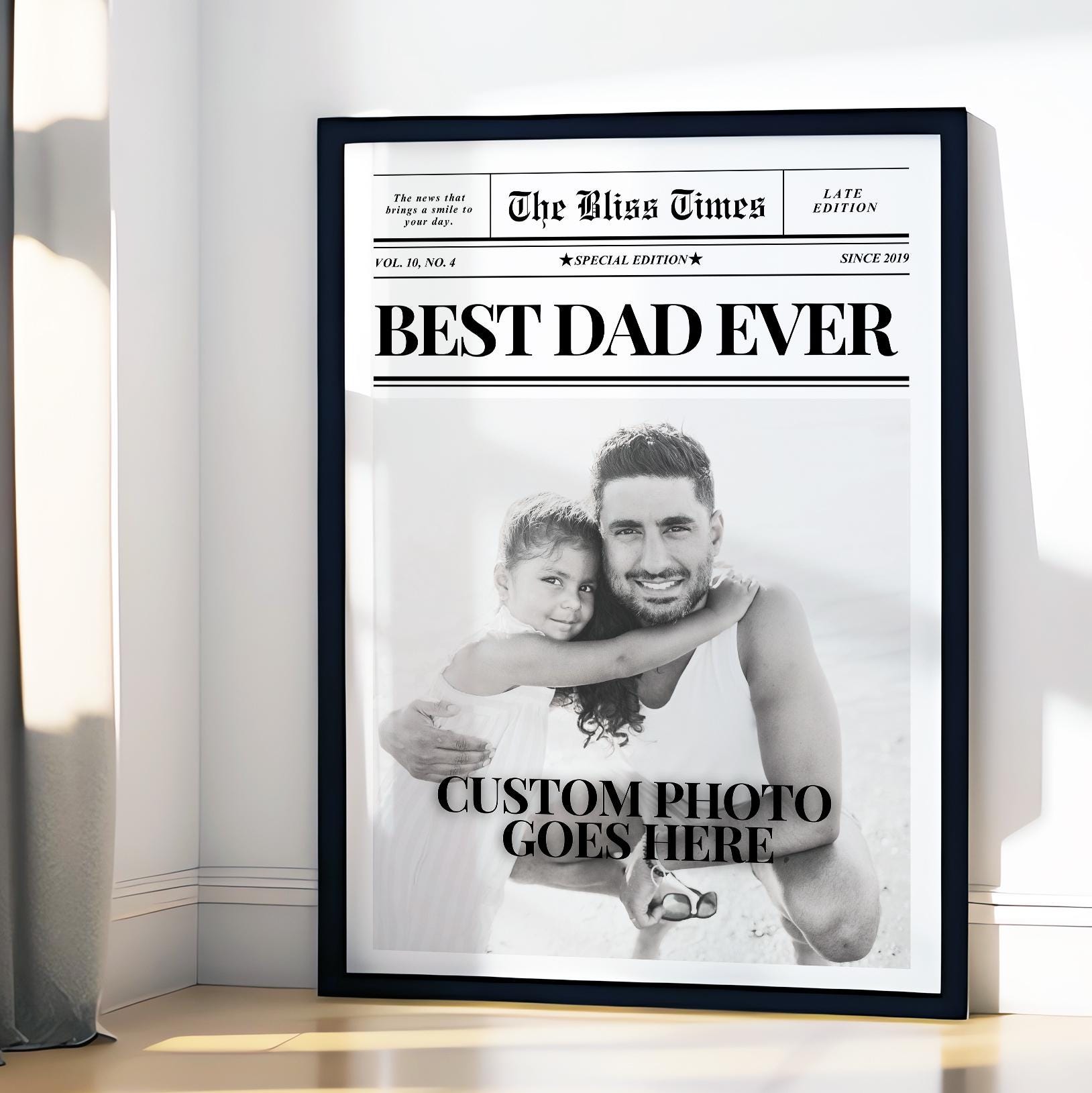 Father's Day Newspaper Canva Template , Custom Dad Newspaper Poster ...