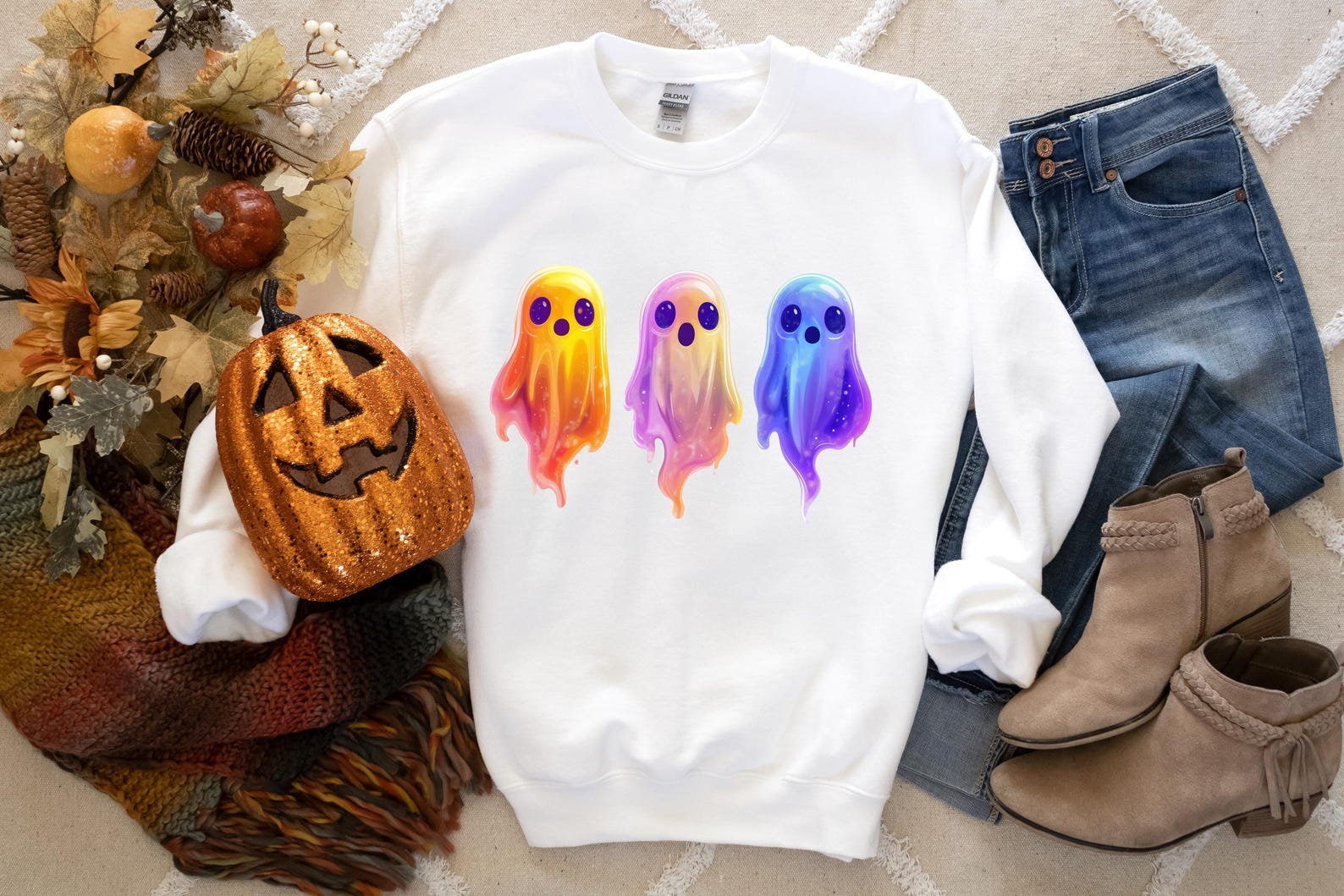 Iridescent Cute Ghosts Png, Halloween Png, Sublimation Halloween Design ...