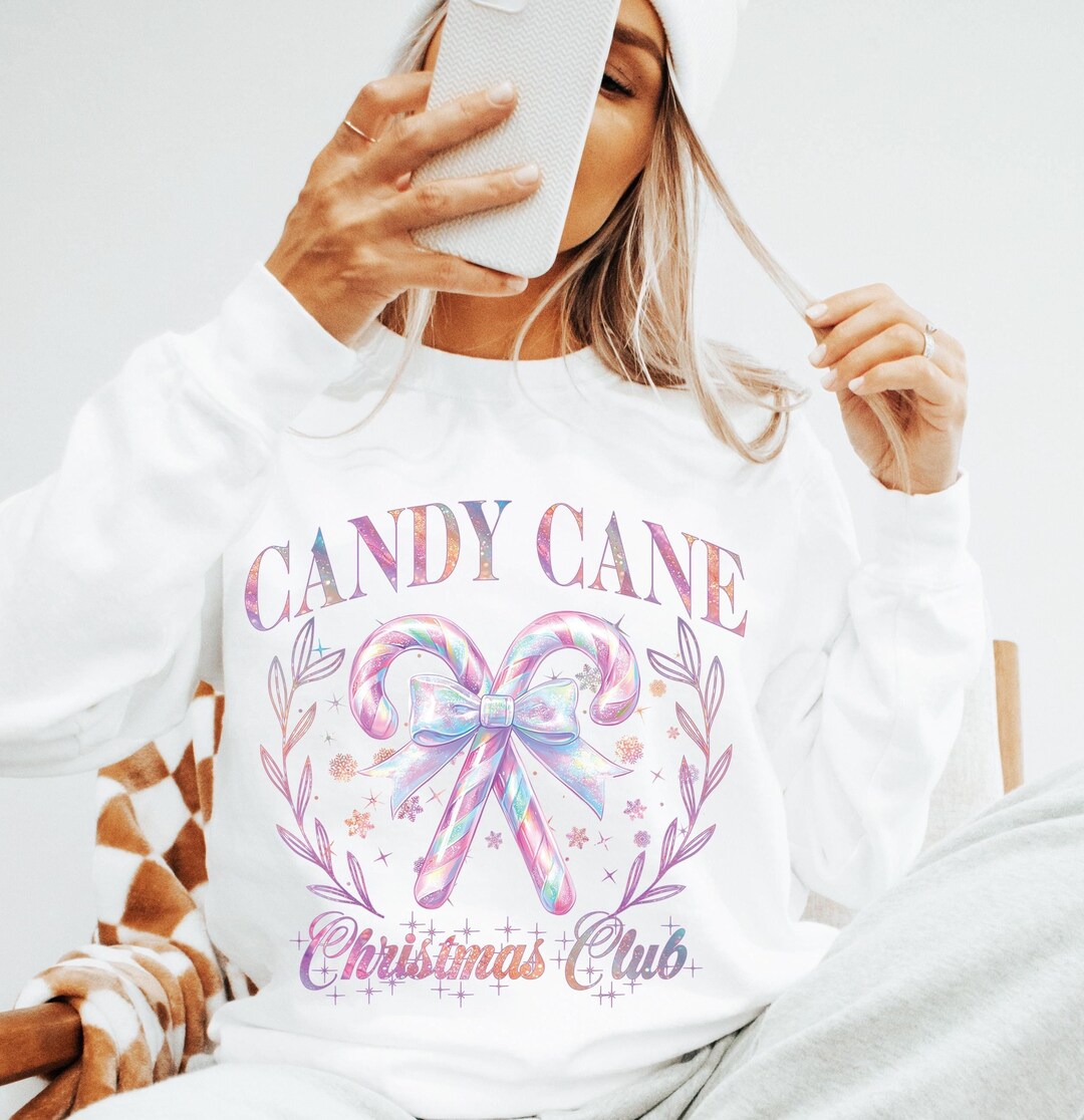Iridescent Candy Cane Social Club Png, Cute Christmas Png, Candy Cane ...
