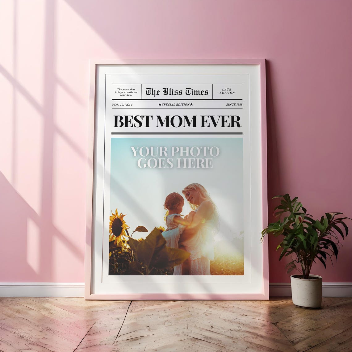 Custom Newspaper Print, Mothers Day Gift Wall Art, Personalized ...