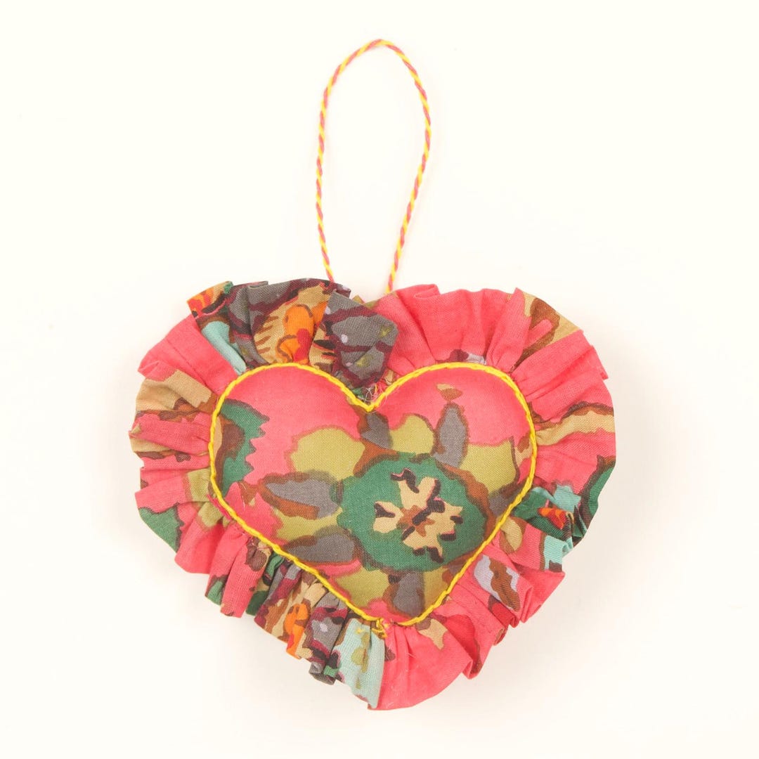 Loulou Handmade Frilly Heart Ornaments, Ornaments, Holiday Hanging ...