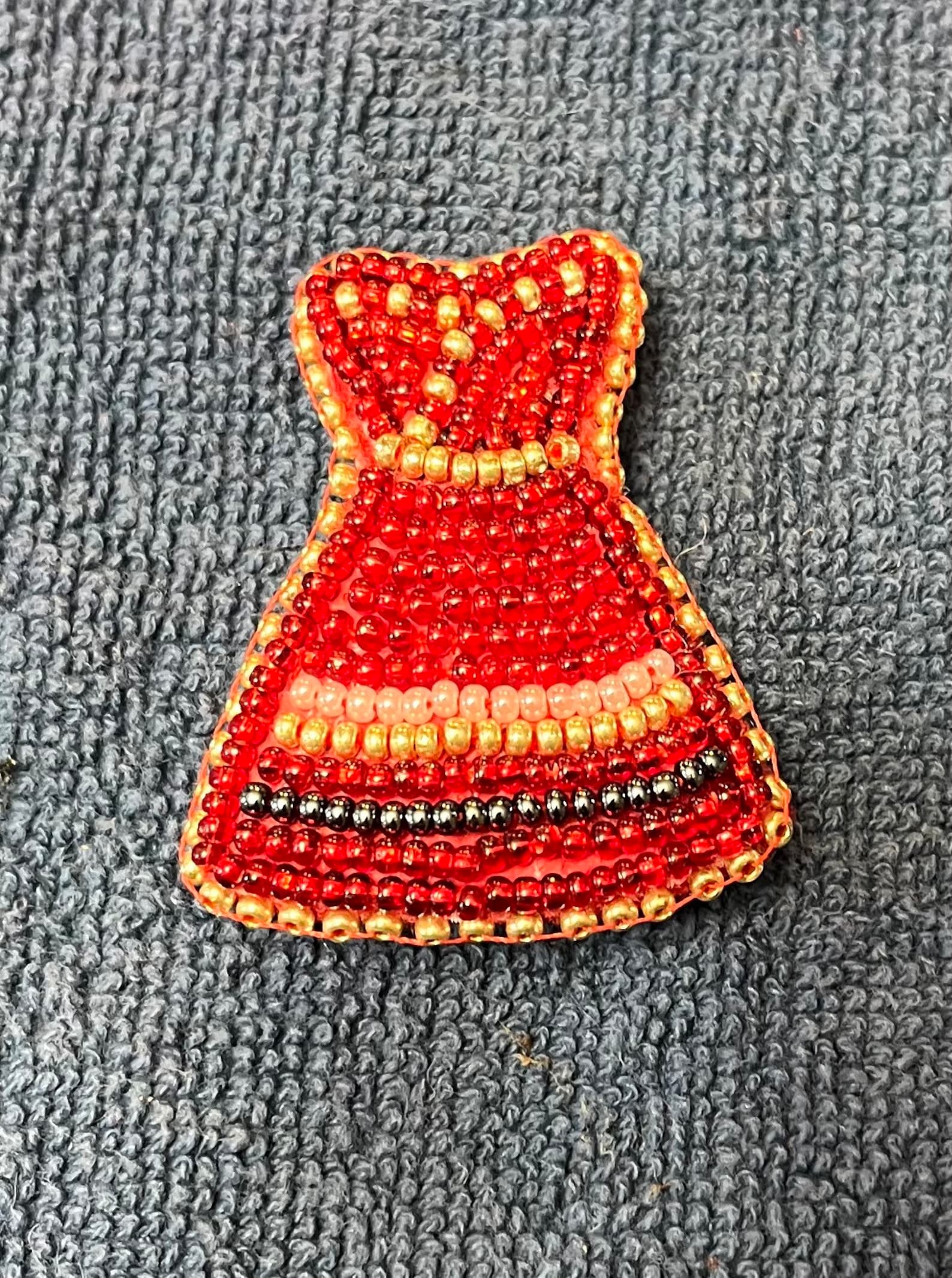 Beaded Red Dress Pin - Etsy Canada