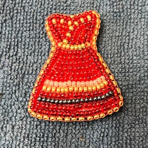 Beaded Red Dress Pin - Etsy Canada