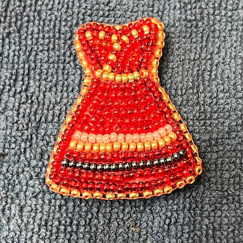 Beaded Red Dress Pin - Etsy Canada