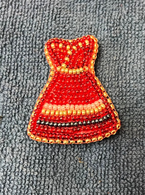 Beaded Red Dress Pin - Etsy Canada