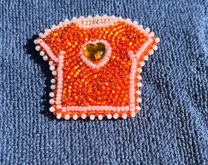 Beaded Orange T-shirt Pin - Etsy Canada