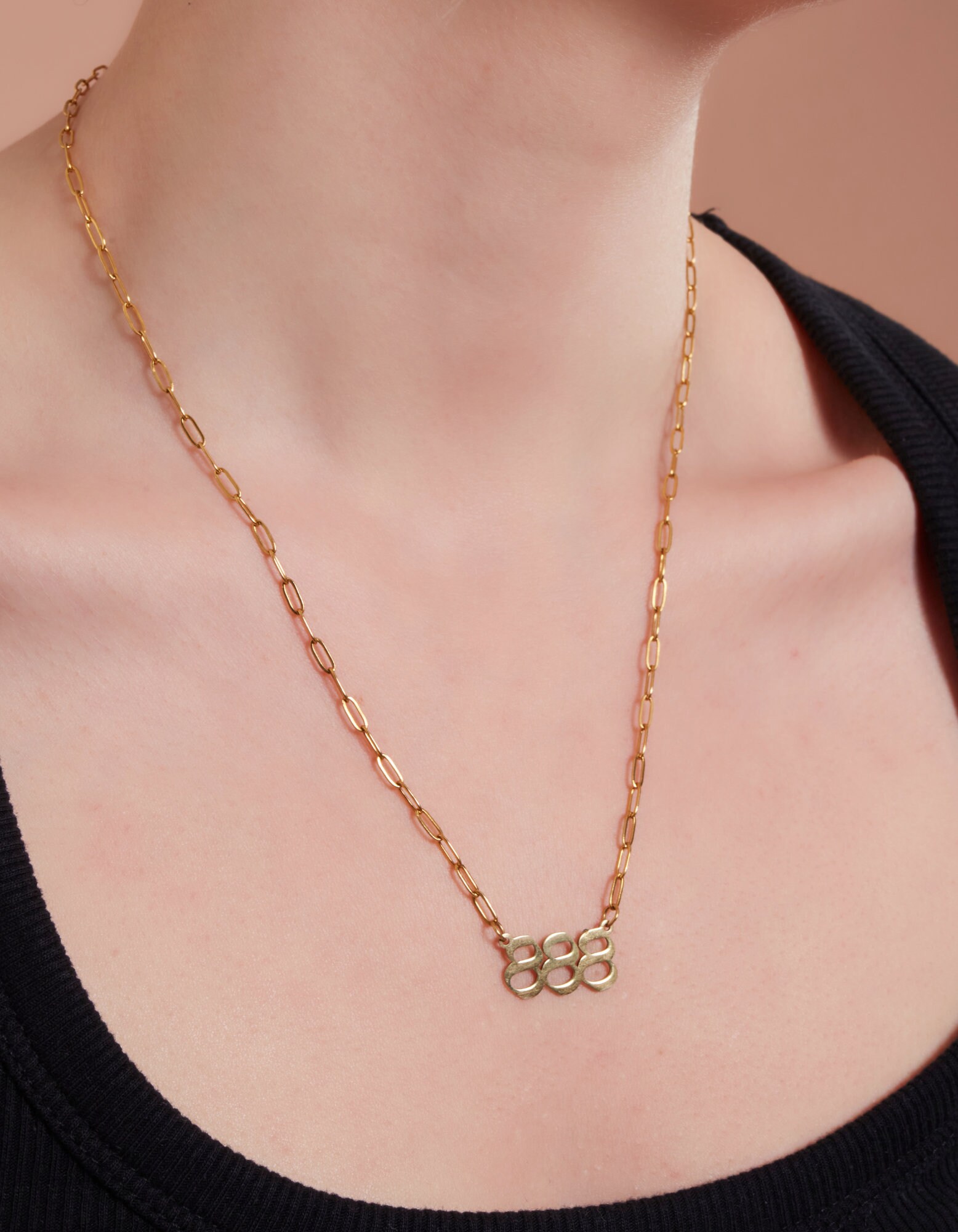 Personalized Number Necklace, Gold Paperclip Chain, Lucky Jewelry ...
