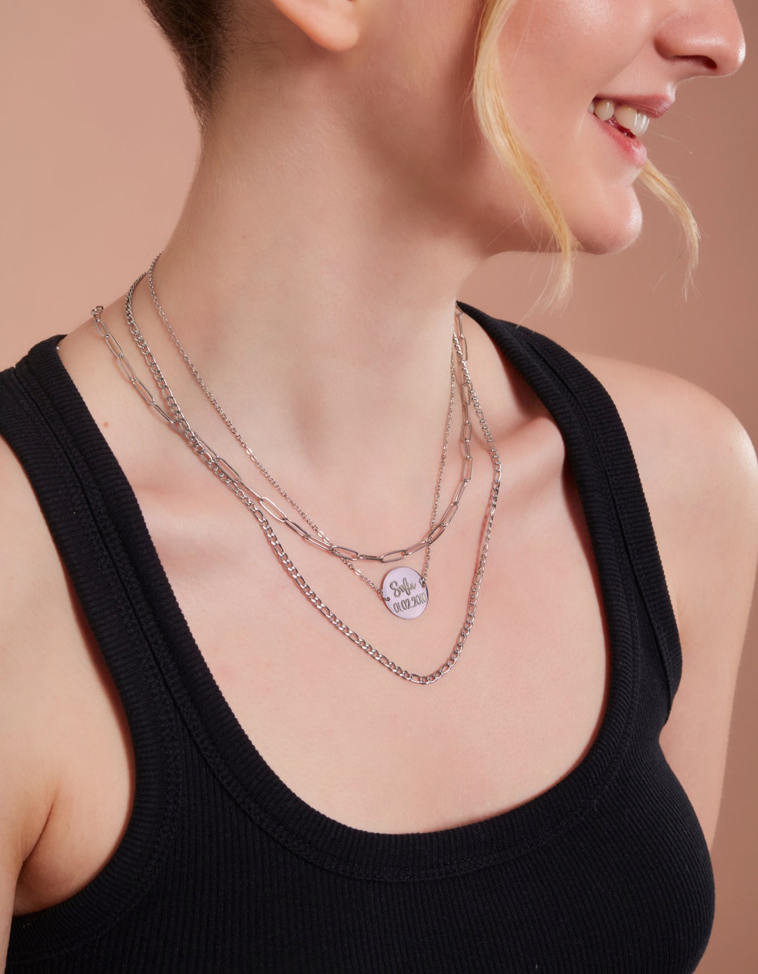 Silver Chain Necklace, Gift for Him, Twist, Paperclip, Figaro SILVER ...