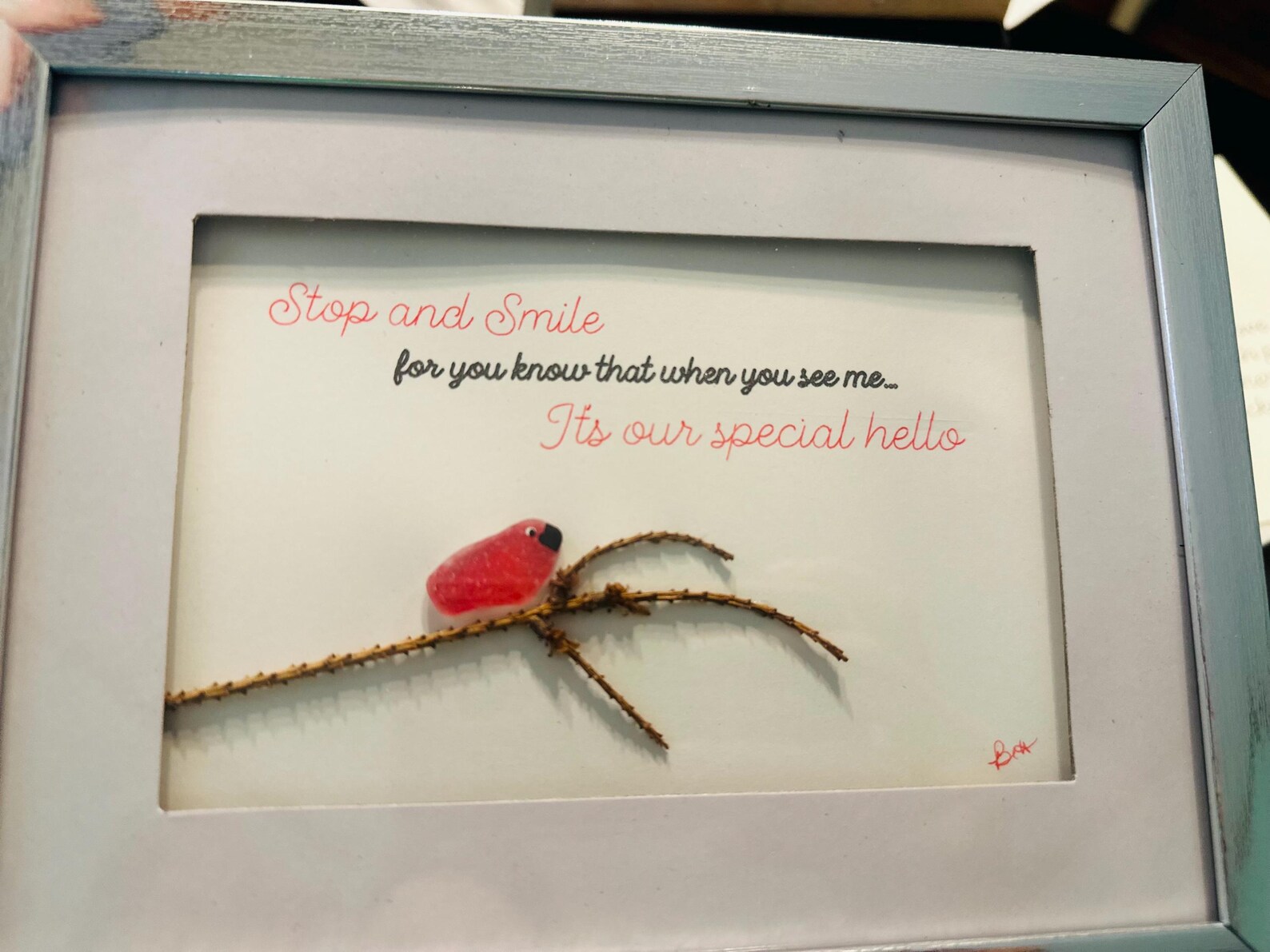 Framed Cardinal Stop and Smile Sea Glass Art - Etsy