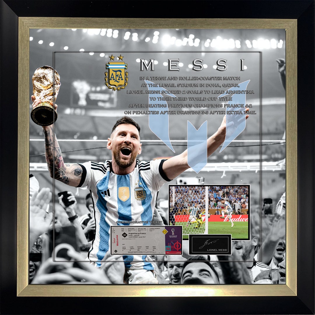 Lionel Messi Framed Photo World Cup Championship Celebration Engraved ...