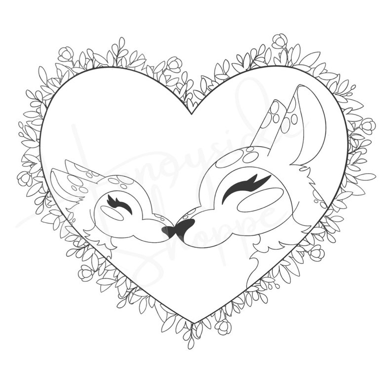 Doe & Fawn Coloring Page Printable - Cute Deer - Etsy Australia