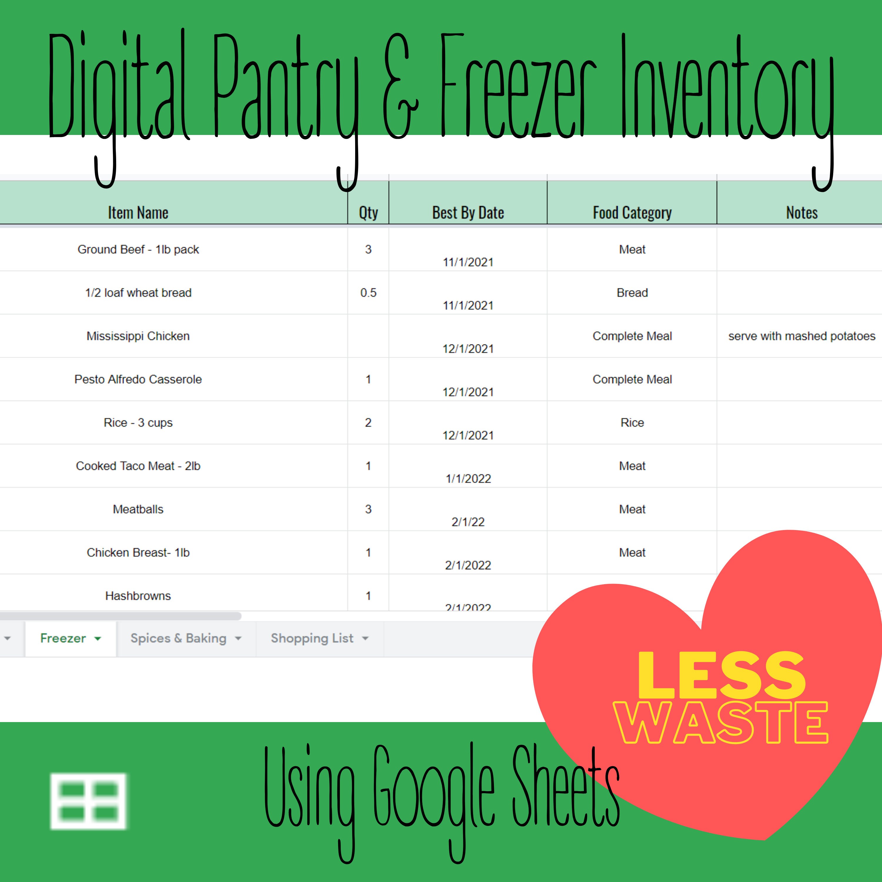 Digital Pantry and Freezer Inventory Using Google Sheets - Etsy