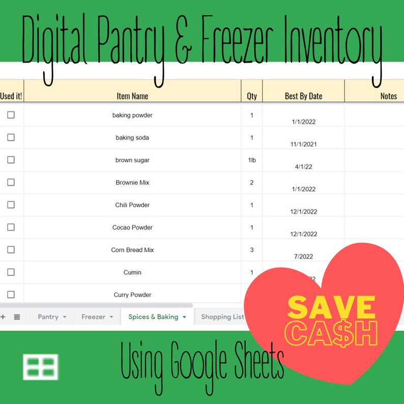 Digital Pantry and Freezer Inventory Using Google Sheets - Etsy
