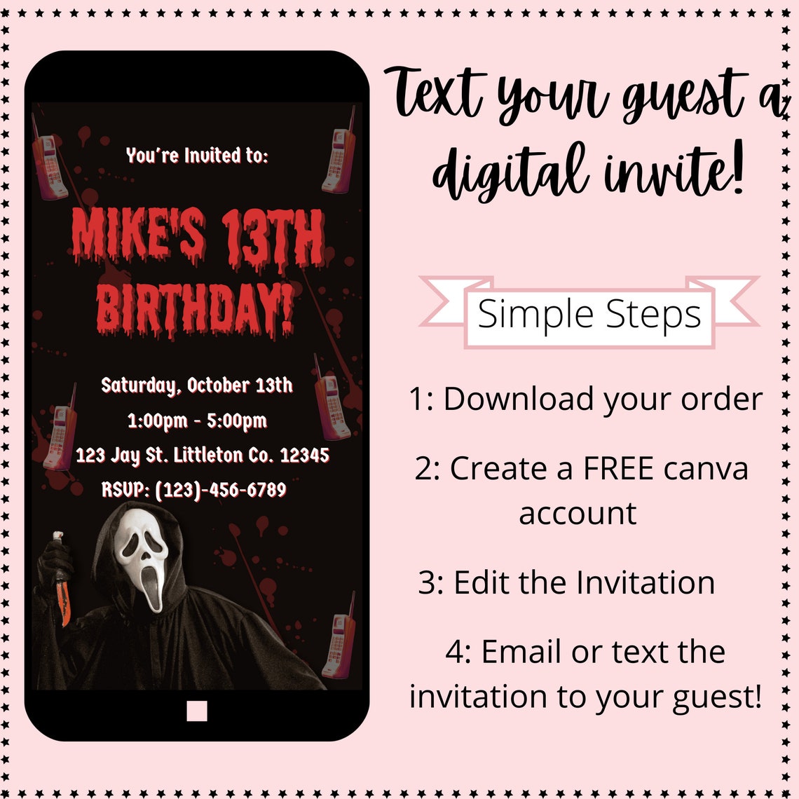 Halloween Birthday Invitation| Slasher Birthday Invitation| Horror ...