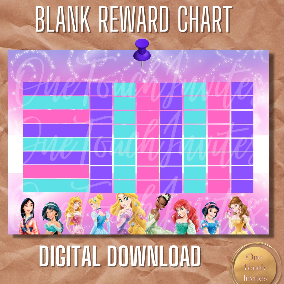 Blank Princess Theme Reward Chart | Princess Chore Chart| Princess ...