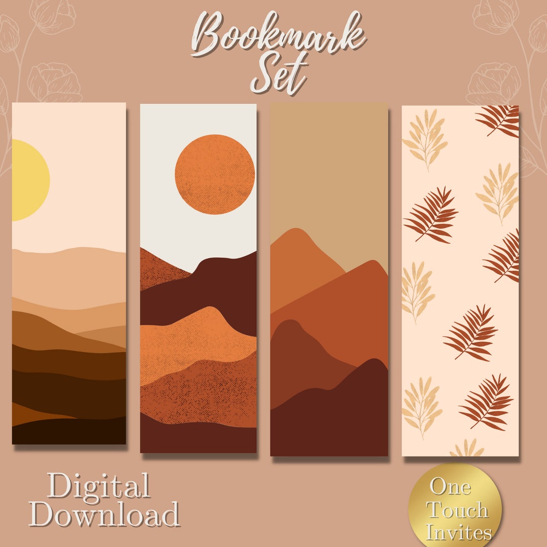 Boho Bookmarks | Neutral Color Bookmarks | Digital Bookmarks | Boho ...