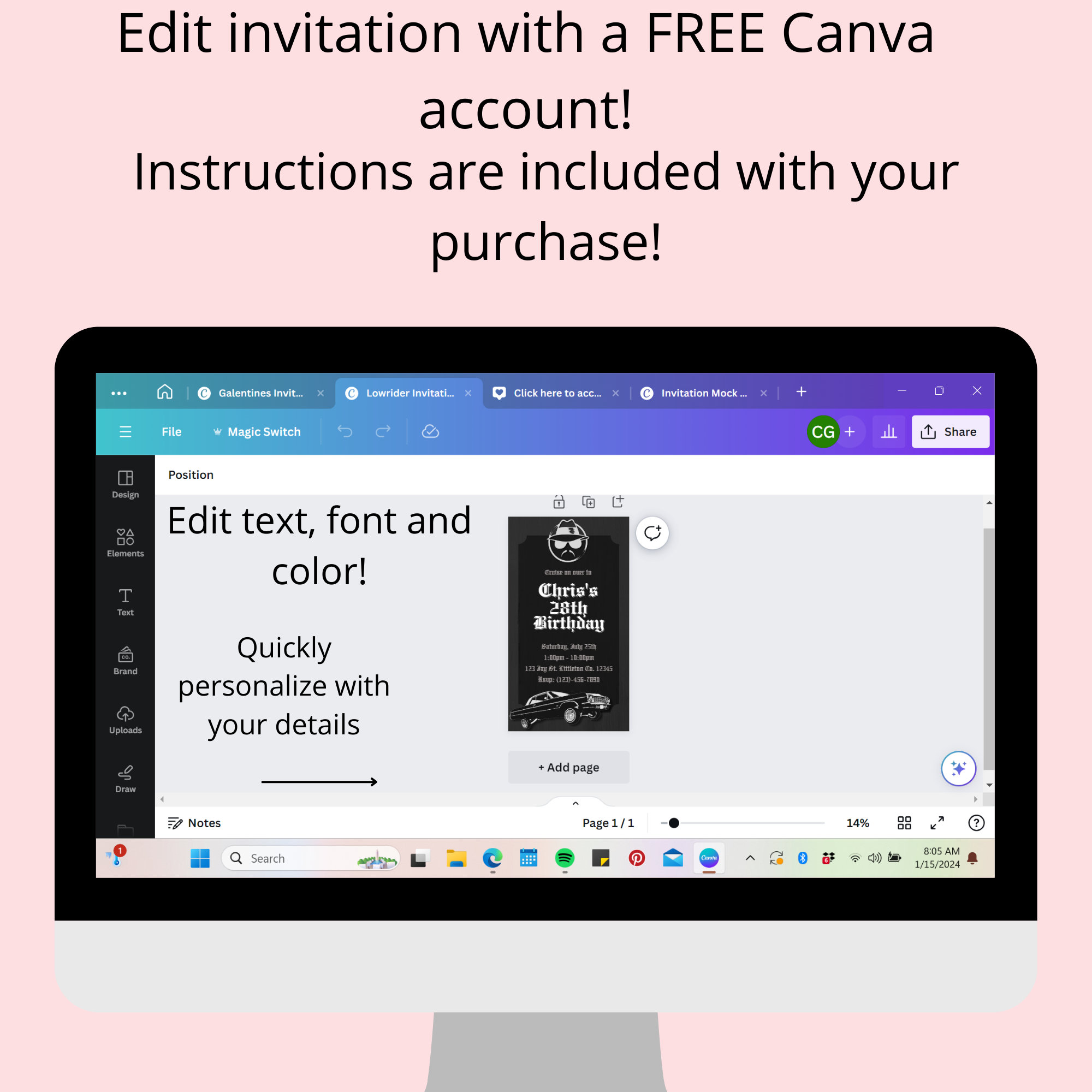 Low Rider Themed Birthday Invitation| Low Rider Invitation| Low Rider ...