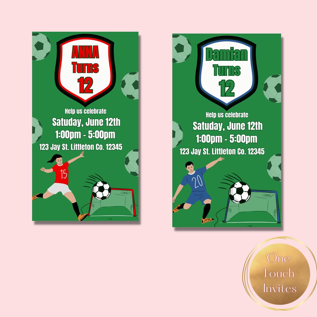 Soccer Theme Birthday Invitation| Soccer Themed Birthday Party| Soccer ...