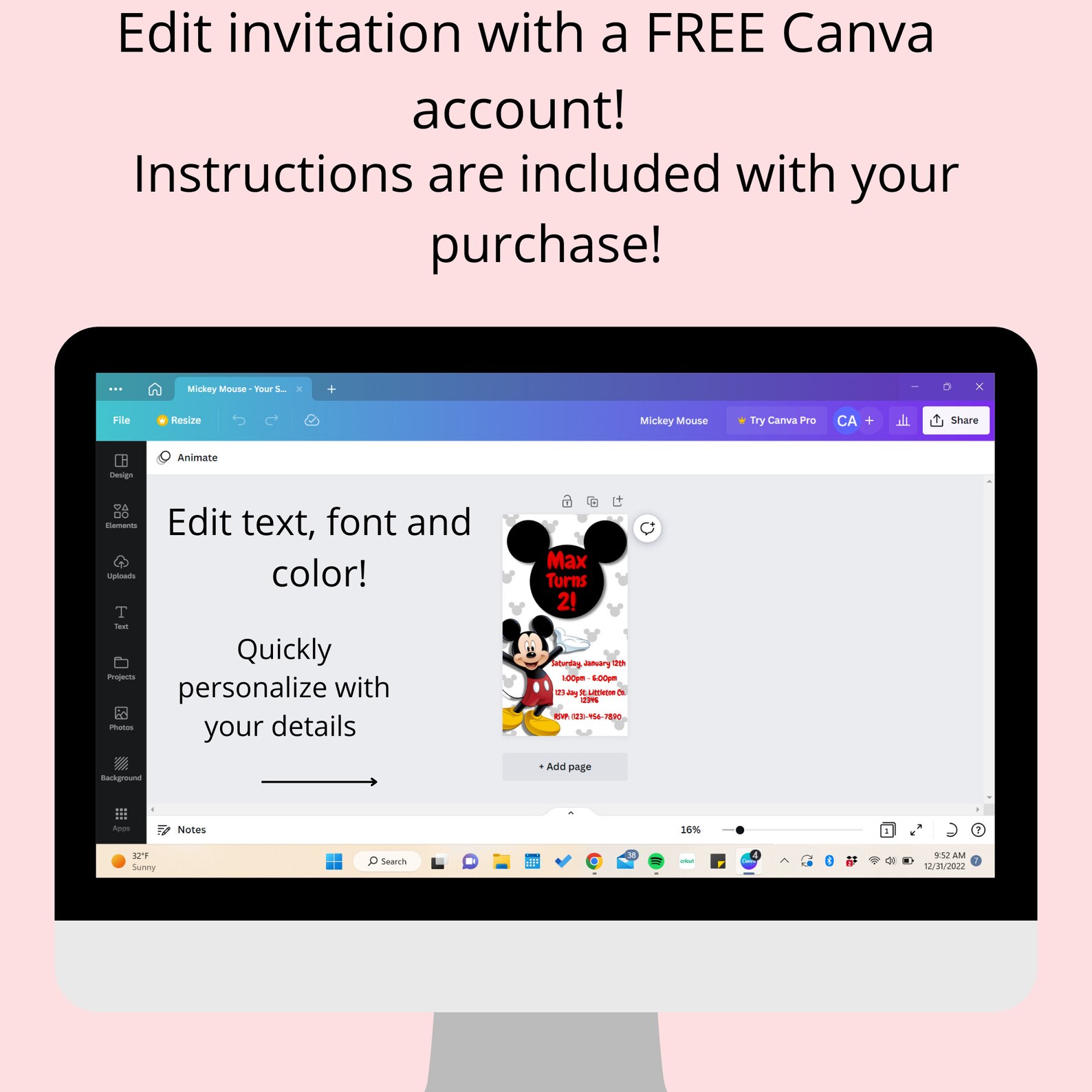 Kid's Character Birthday Invitation| Kid's Birthday Invitation| Kids ...