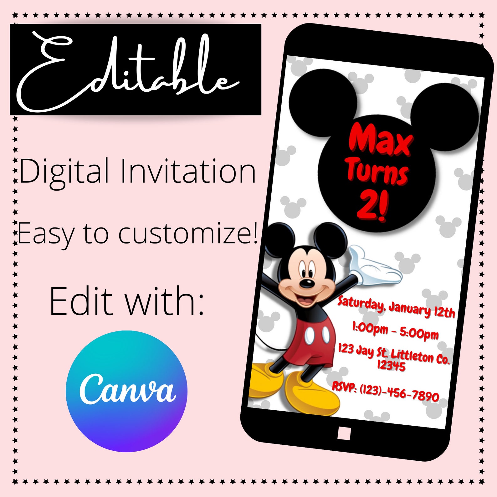 Kid's Character Birthday Invitation| Kid's Birthday Invitation| Kids ...