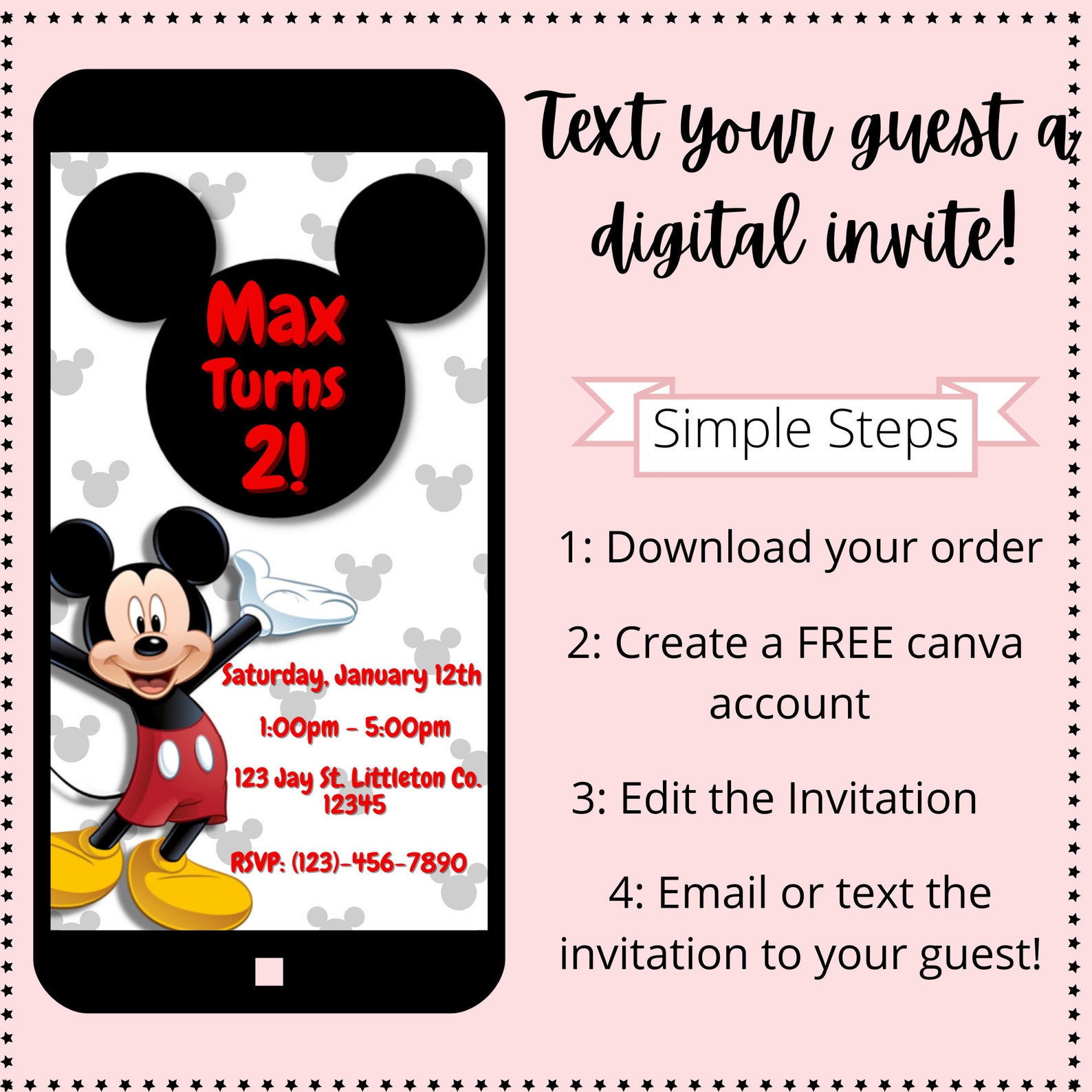Kid's Character Birthday Invitation| Kid's Birthday Invitation| Kids ...