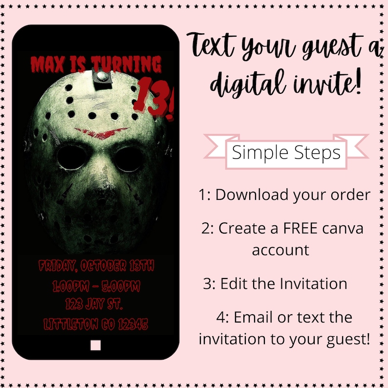 Jason Horror Birthday Invitation - Etsy